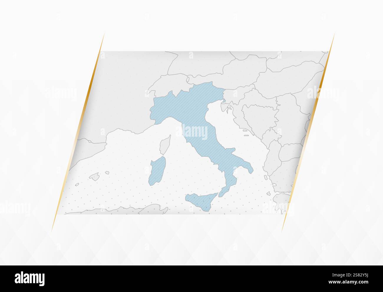 Italy Map in Blue with Gold Framed Accents. Modern Vector Map of Italy ...