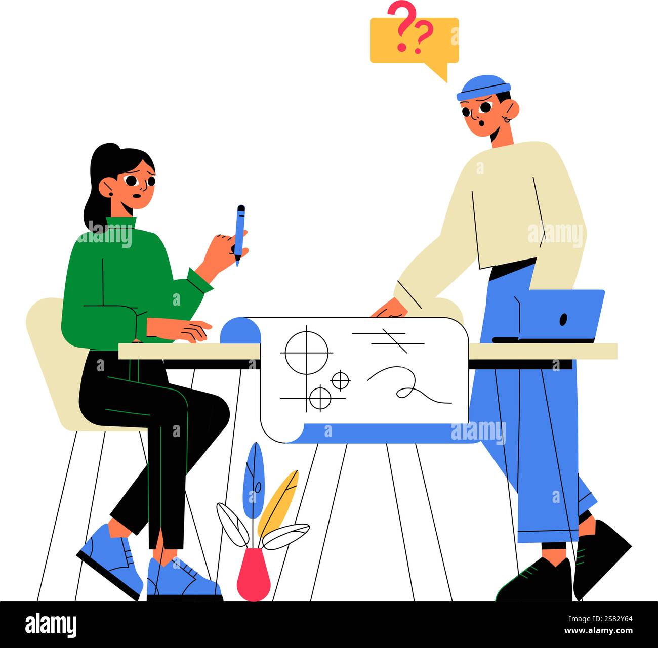 Technical Interview Between Two Professionals In Flat Vector ...