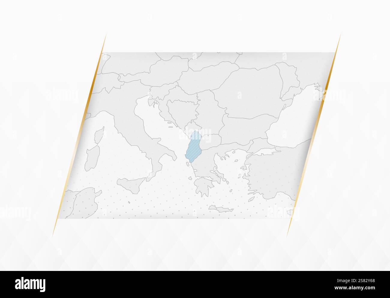 Albania Map in Blue with Gold Framed Accents. Modern Vector Map of ...