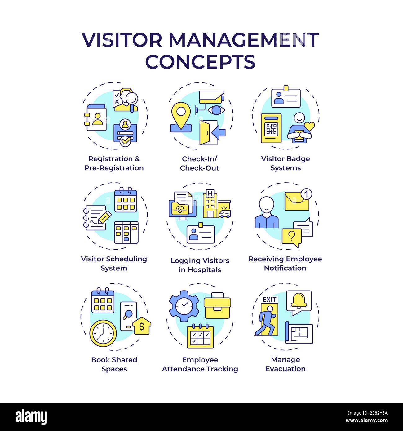 Visitor management multi color concept icons Stock Vector Image & Art ...
