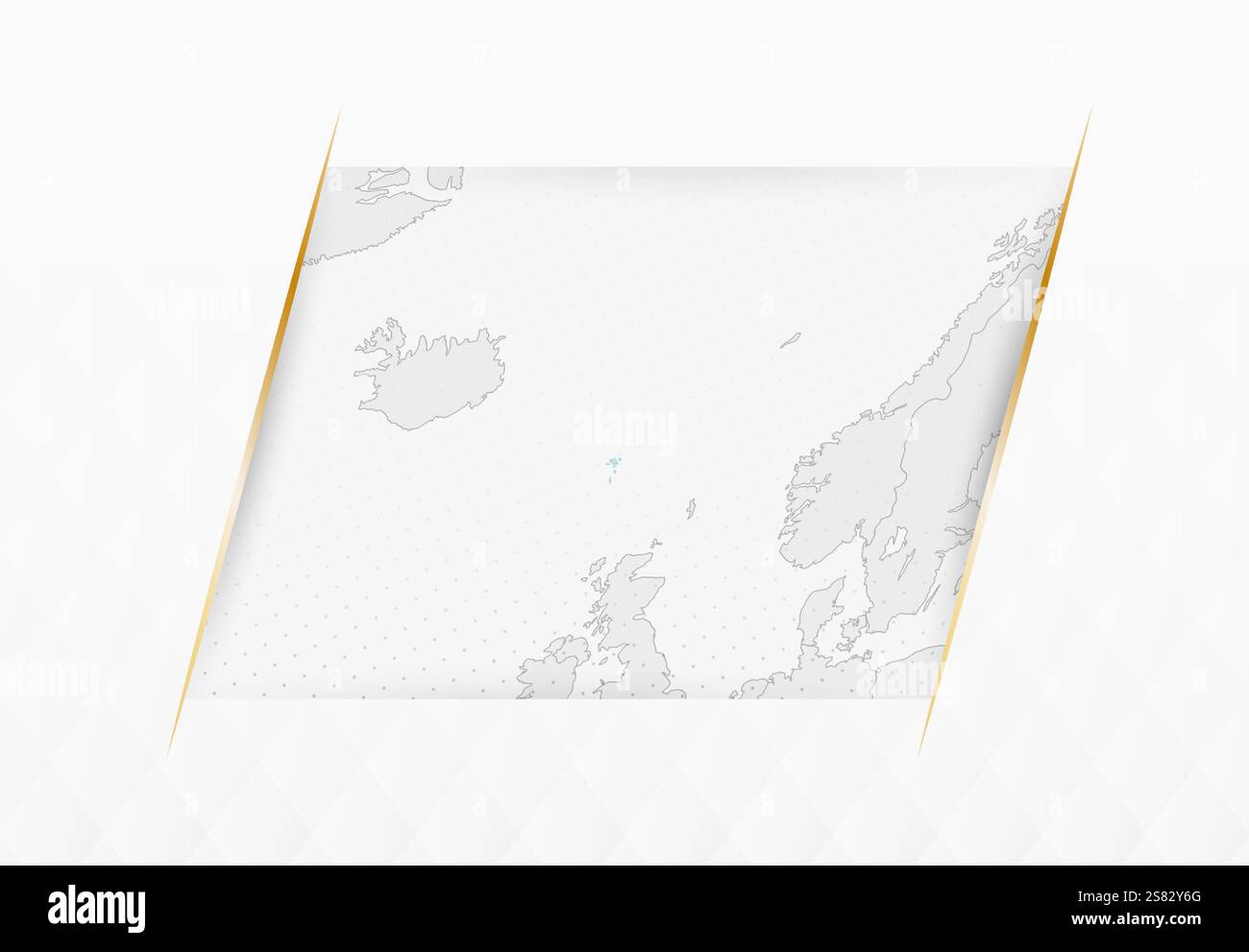 Faroe Islands Map in Blue with Gold Framed Accents. Modern Vector Map ...