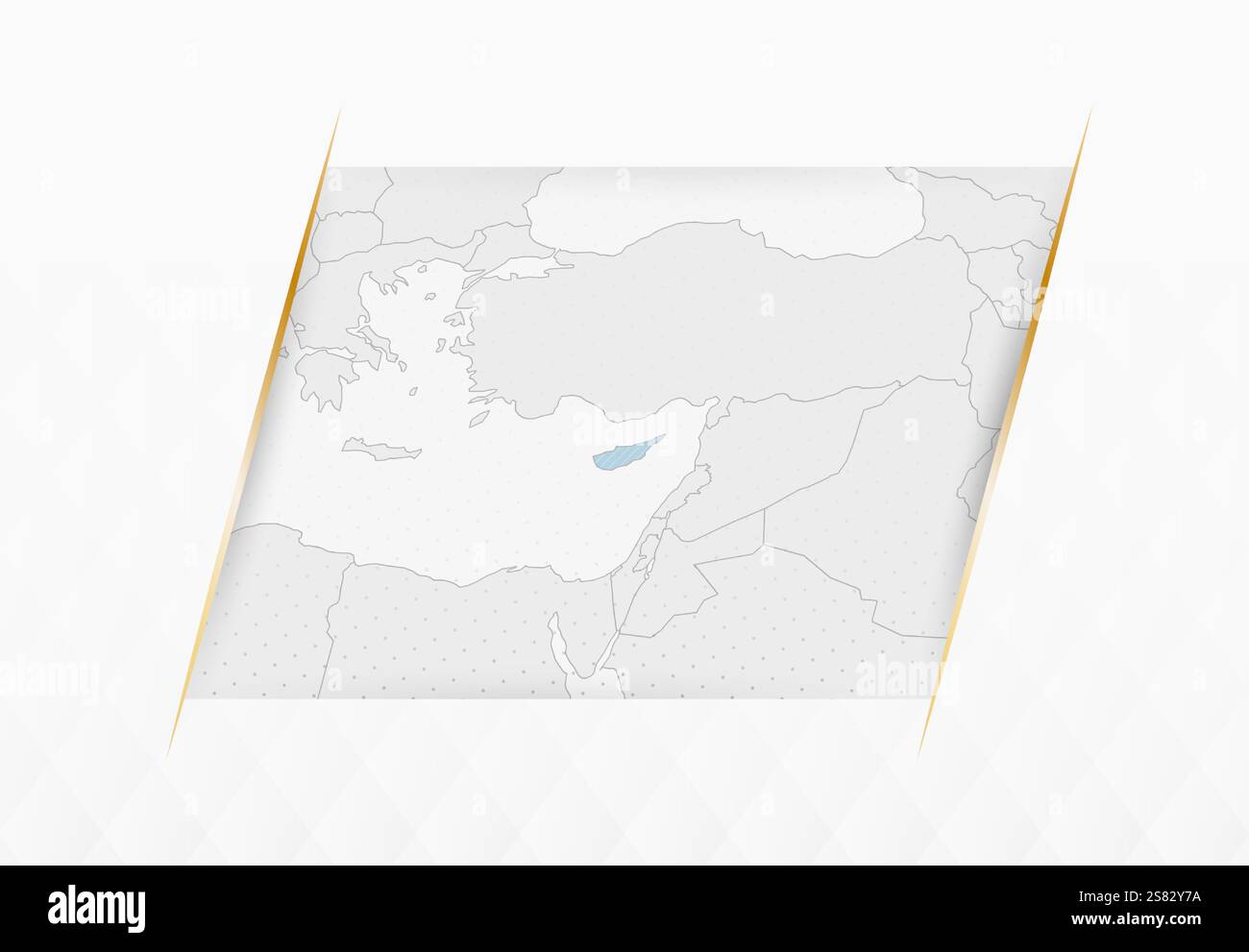 Cyprus Map in Blue with Gold Framed Accents. Modern Vector Map of ...