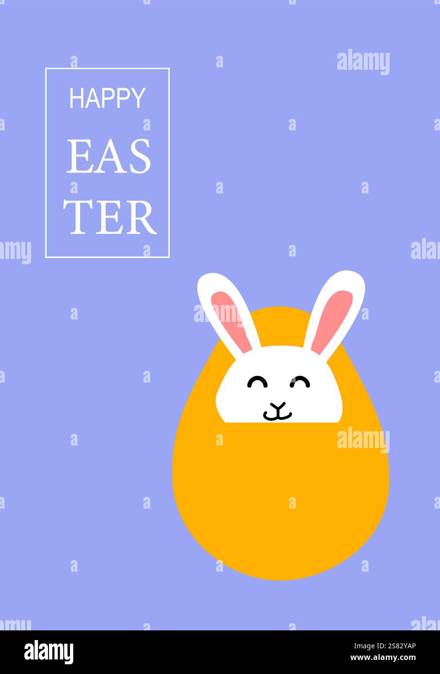 Happy easter poster design featuring cute bunny and egg illustration ...