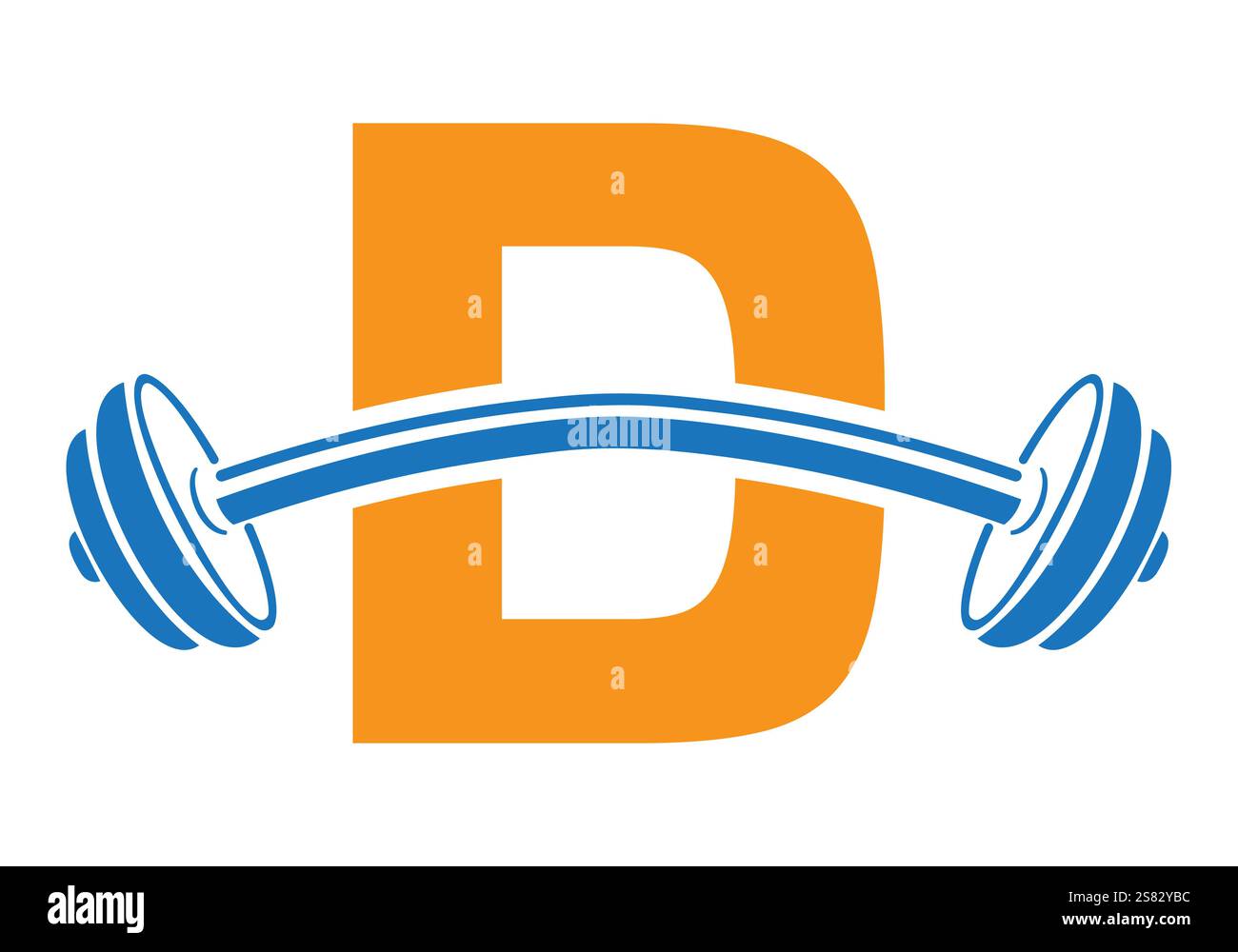 Initial Letter D Gym Logo Design Concept With Straight and Curved ...
