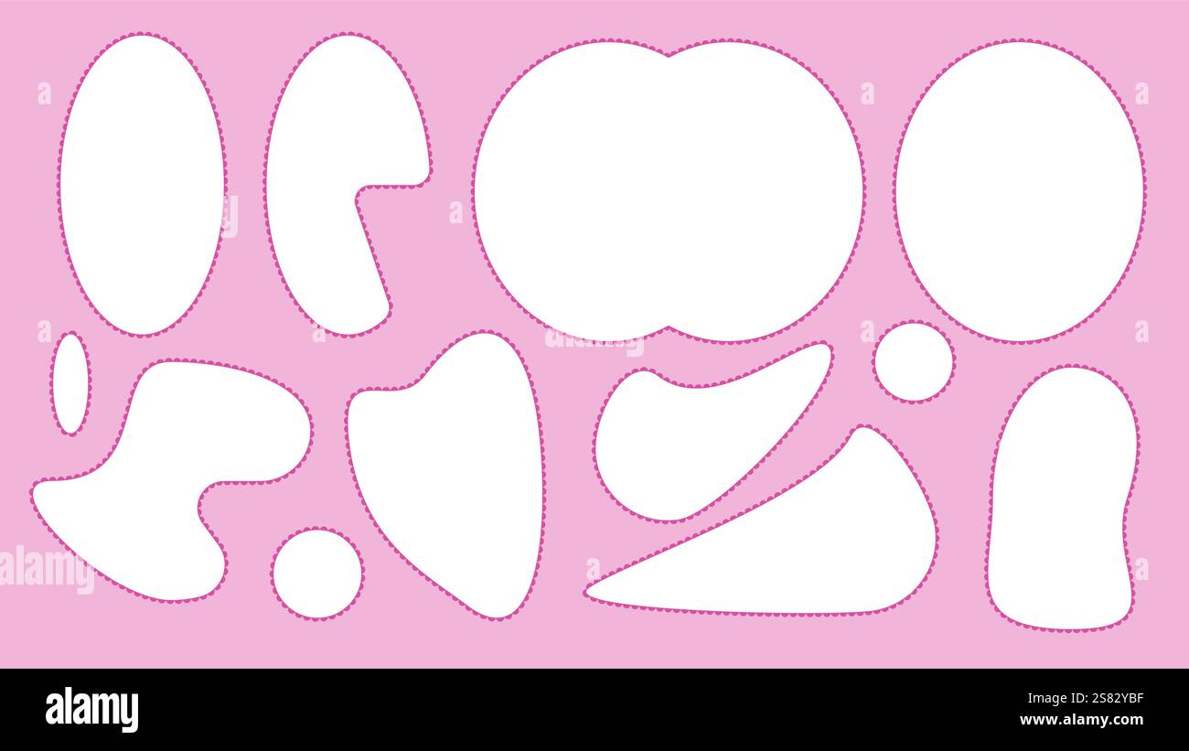 Scallop edged frame templates set. Oval and irregular shapes. Geometry ...