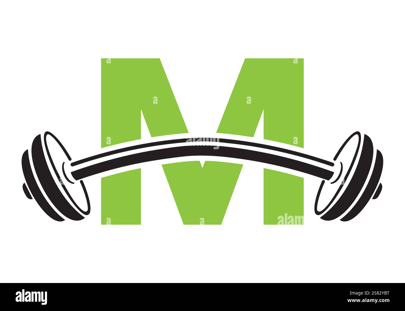 Initial Letter M Gym Logo Design Concept With Straight and Curved ...