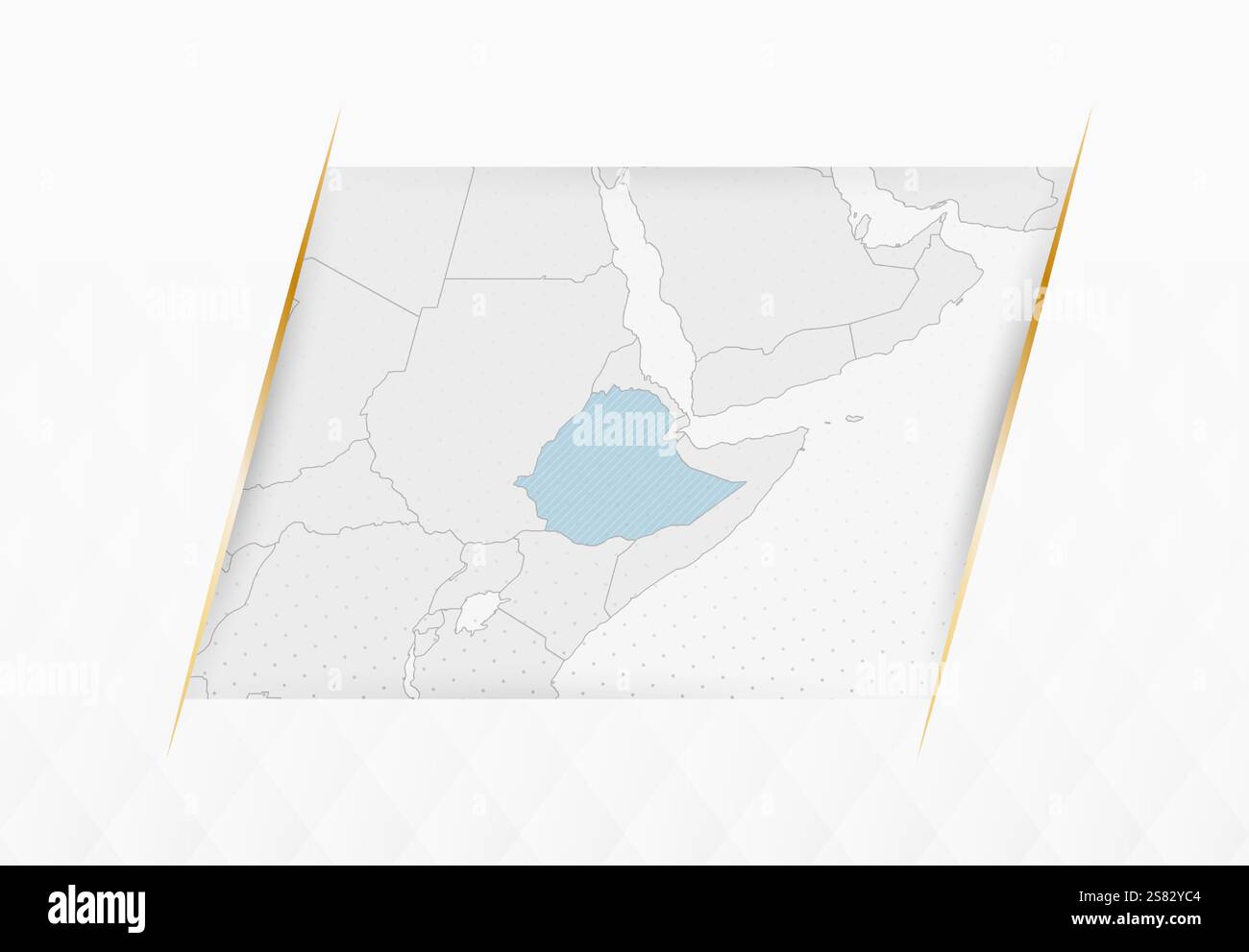 Ethiopia Map in Blue with Gold Framed Accents. Modern Vector Map of ...