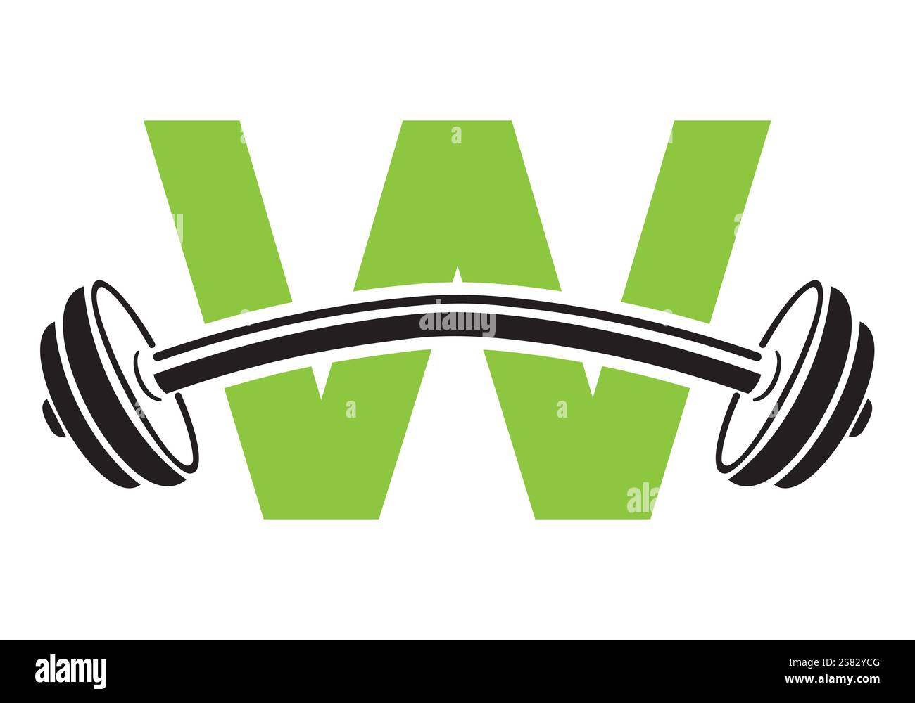 Initial Letter W Gym Logo Design Concept With Straight and Curved ...