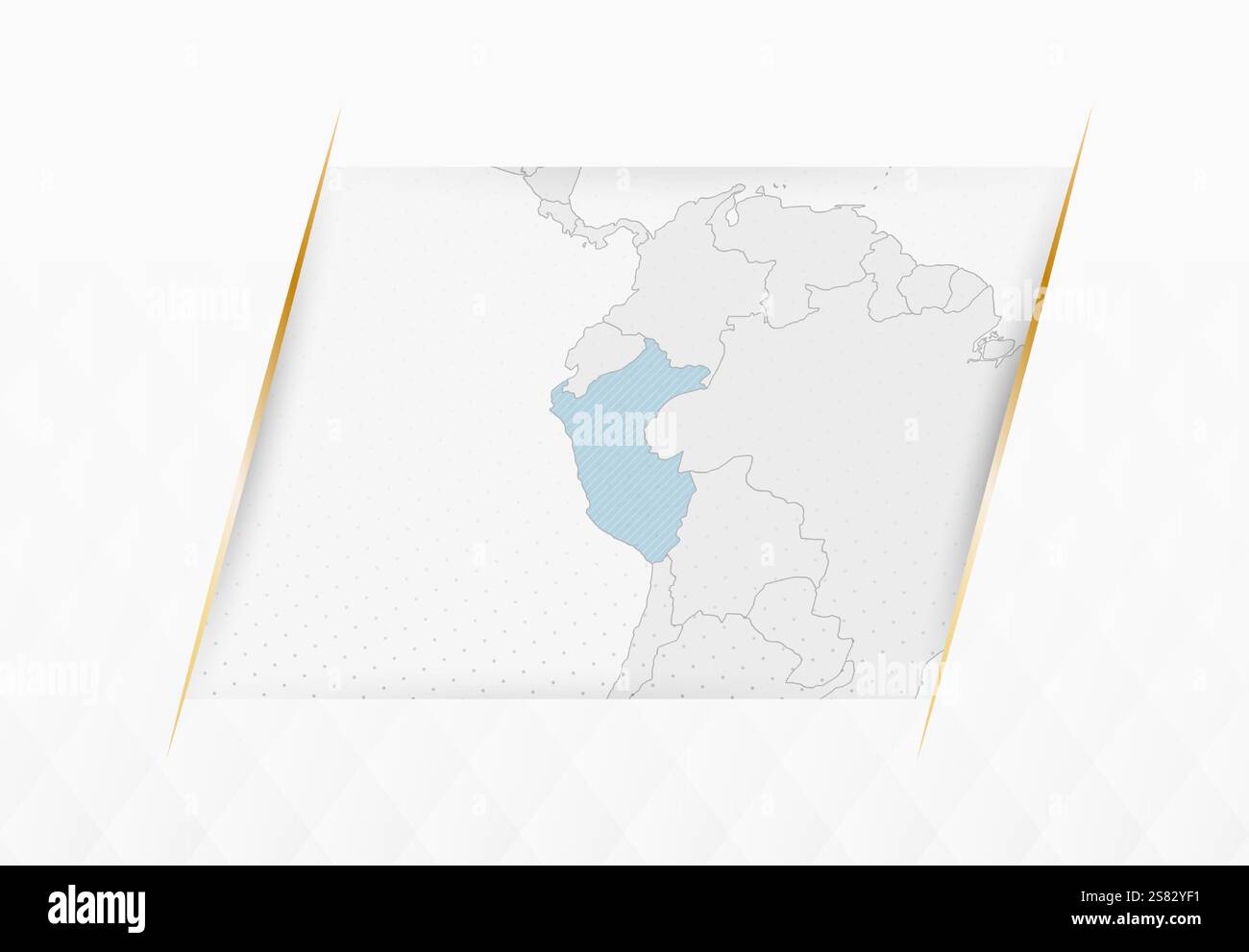 Peru Map in Blue with Gold Framed Accents. Modern Vector Map of Peru ...