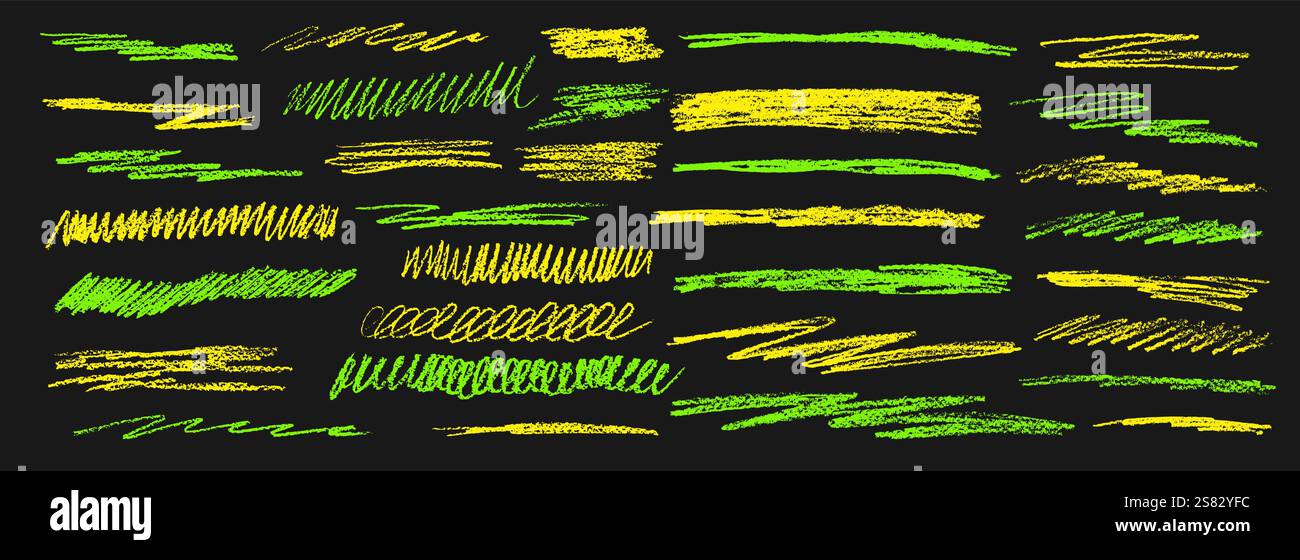 Crayon underline set. Pencil straight scribble lines pack. Vector hand ...