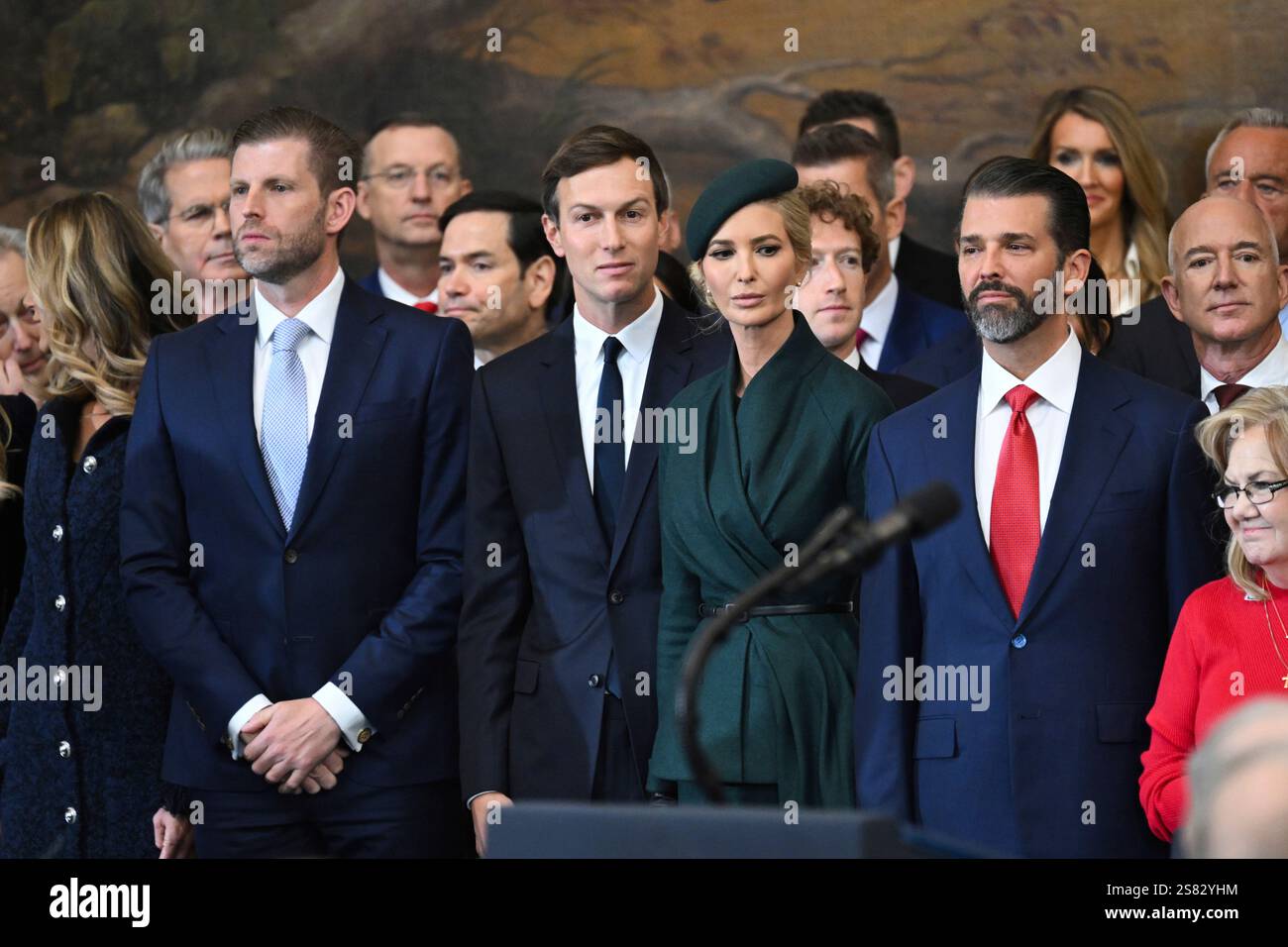 Washington, DC. 20th Jan, 2025. (L-R) Eric Trump, Jared Kushner, Ivanka ...