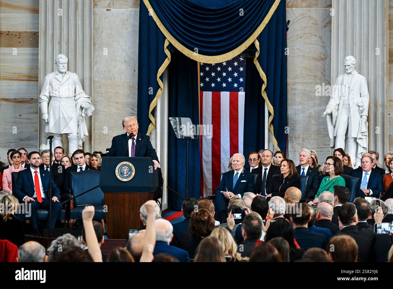 President Donald Trump speaks during the inauguration of Donald Trump ...