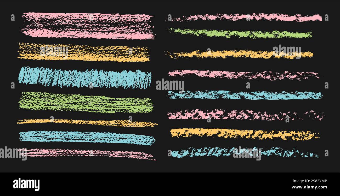 Crayon underline set. Pencil straight scribble lines pack. Vector hand ...