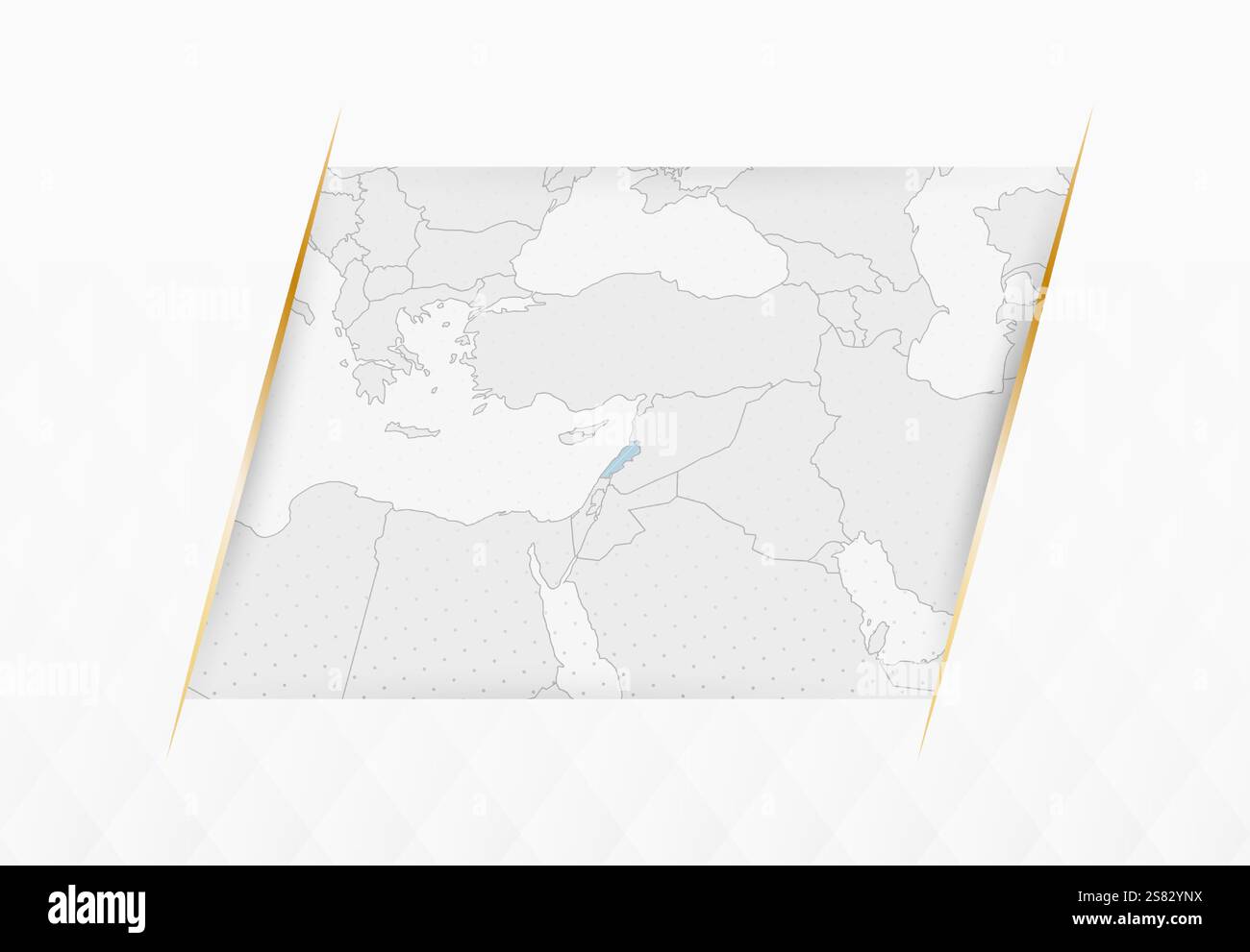 Lebanon Map in Blue with Gold Framed Accents. Modern Vector Map of ...