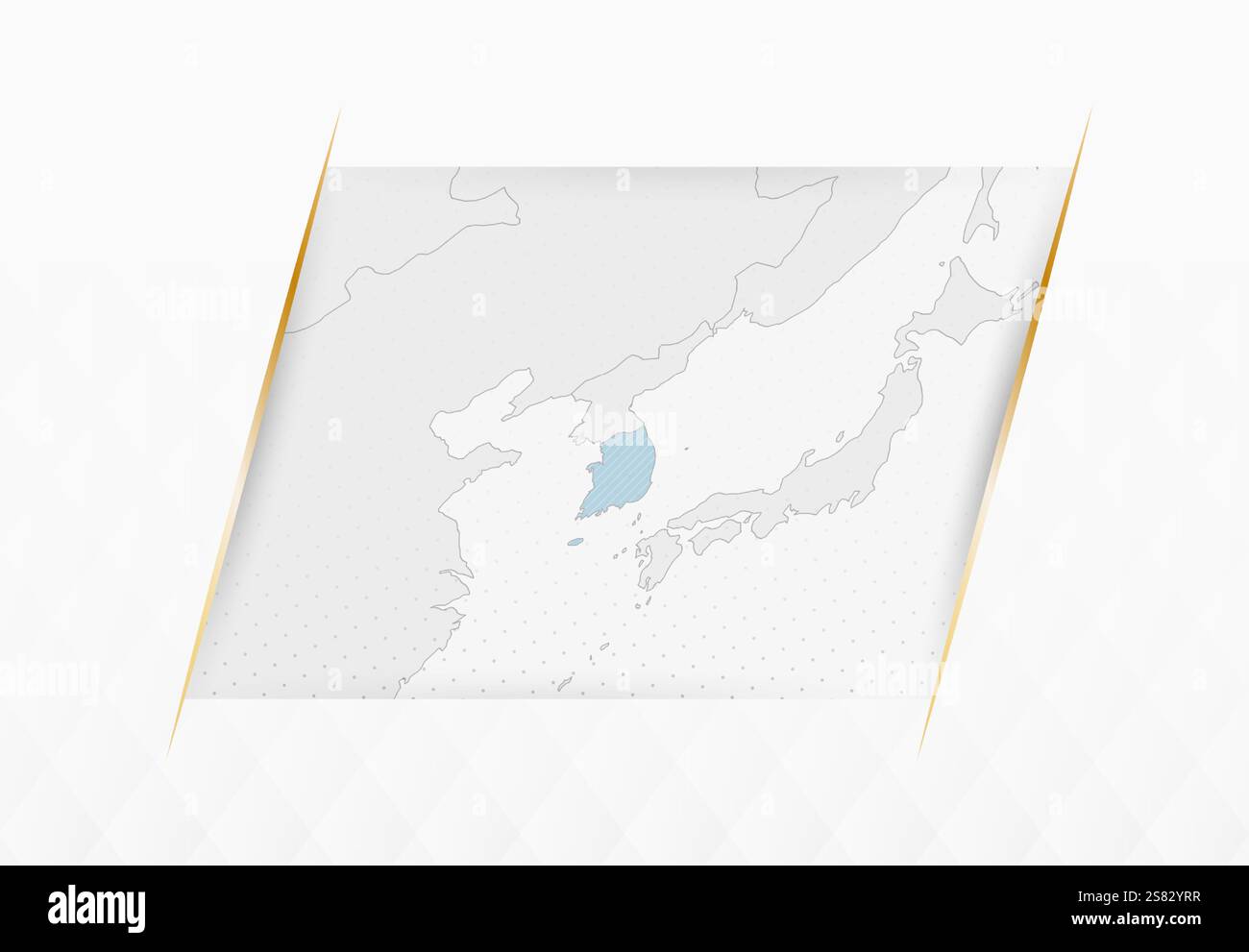 South Korea Map in Blue with Gold Framed Accents. Modern Vector Map of ...