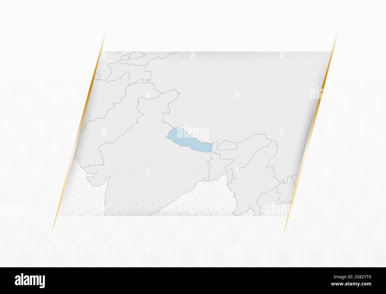 Nepal Map in Blue with Gold Framed Accents. Modern Vector Map of Nepal ...