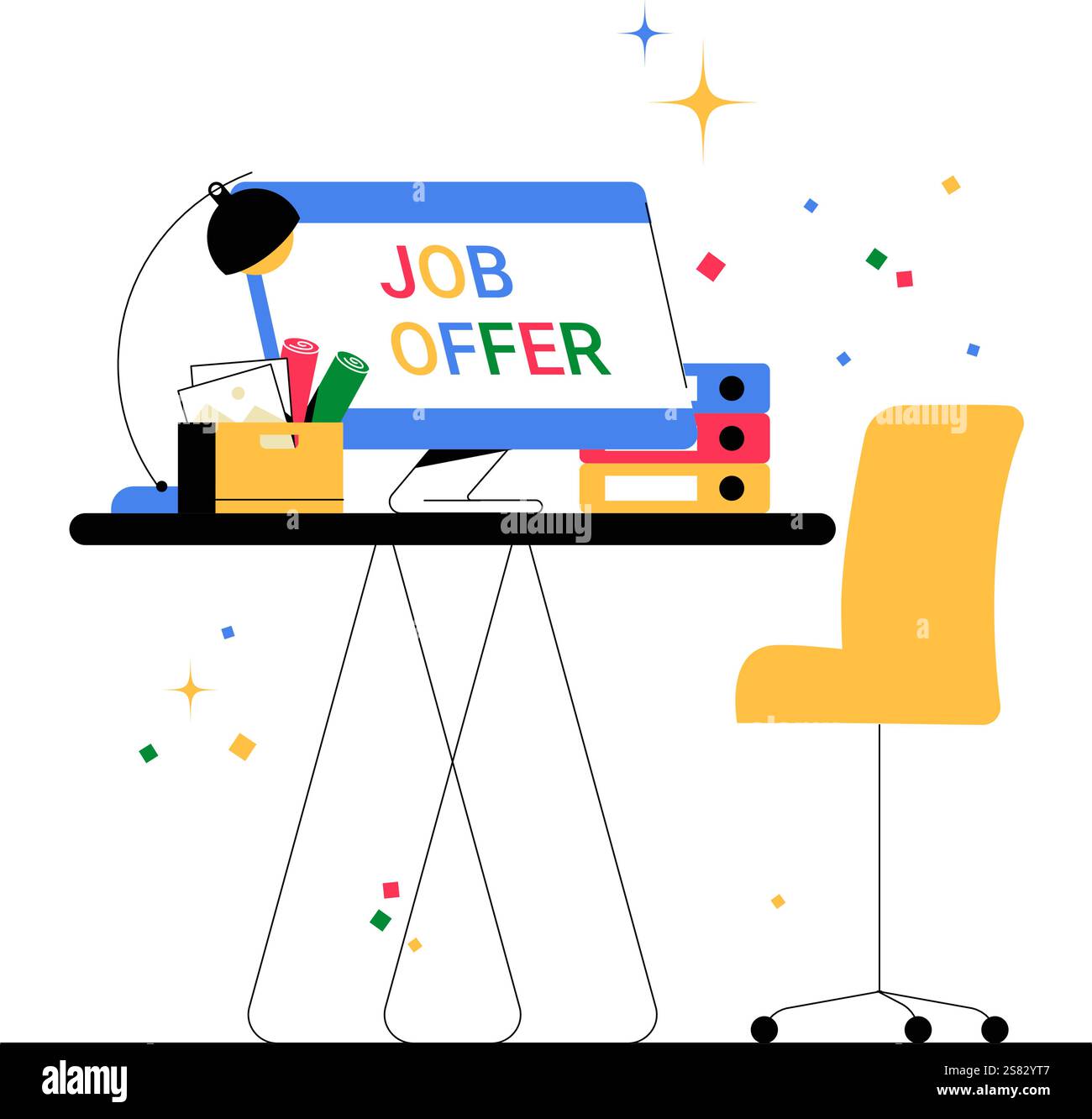 Job Offer Announcement On Computer Screen In Flat Vector Illustration ...