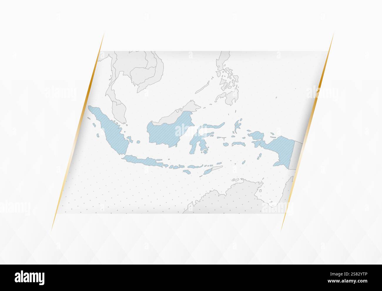 Indonesia Map in Blue with Gold Framed Accents. Modern Vector Map of ...