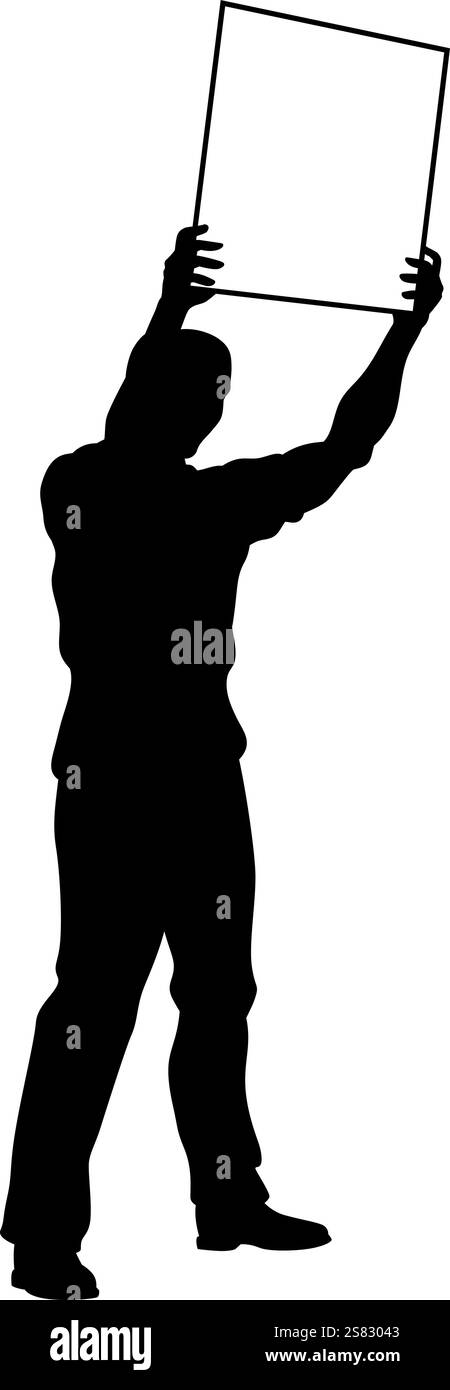 Protest Rally March Picket Sign Silhouette Person Stock Vector Image ...