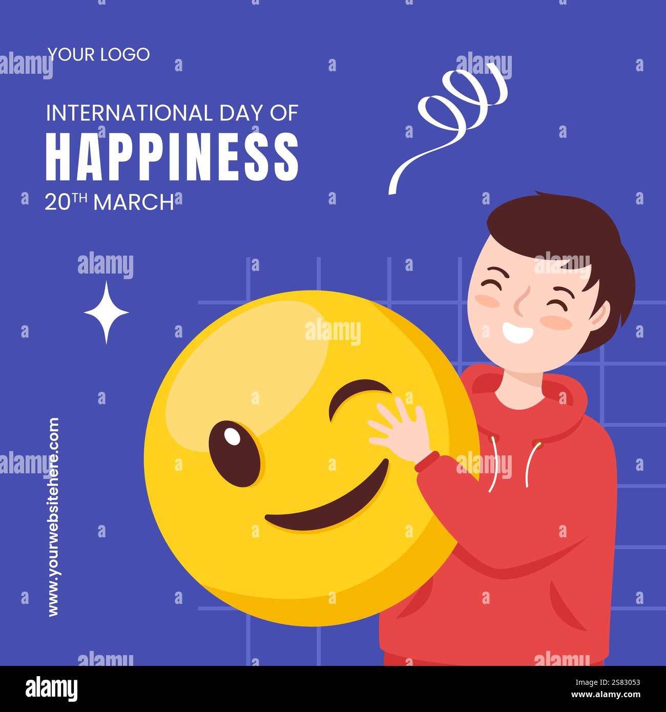 International Happiness Day Vector Illustration with Smiling Faces and ...