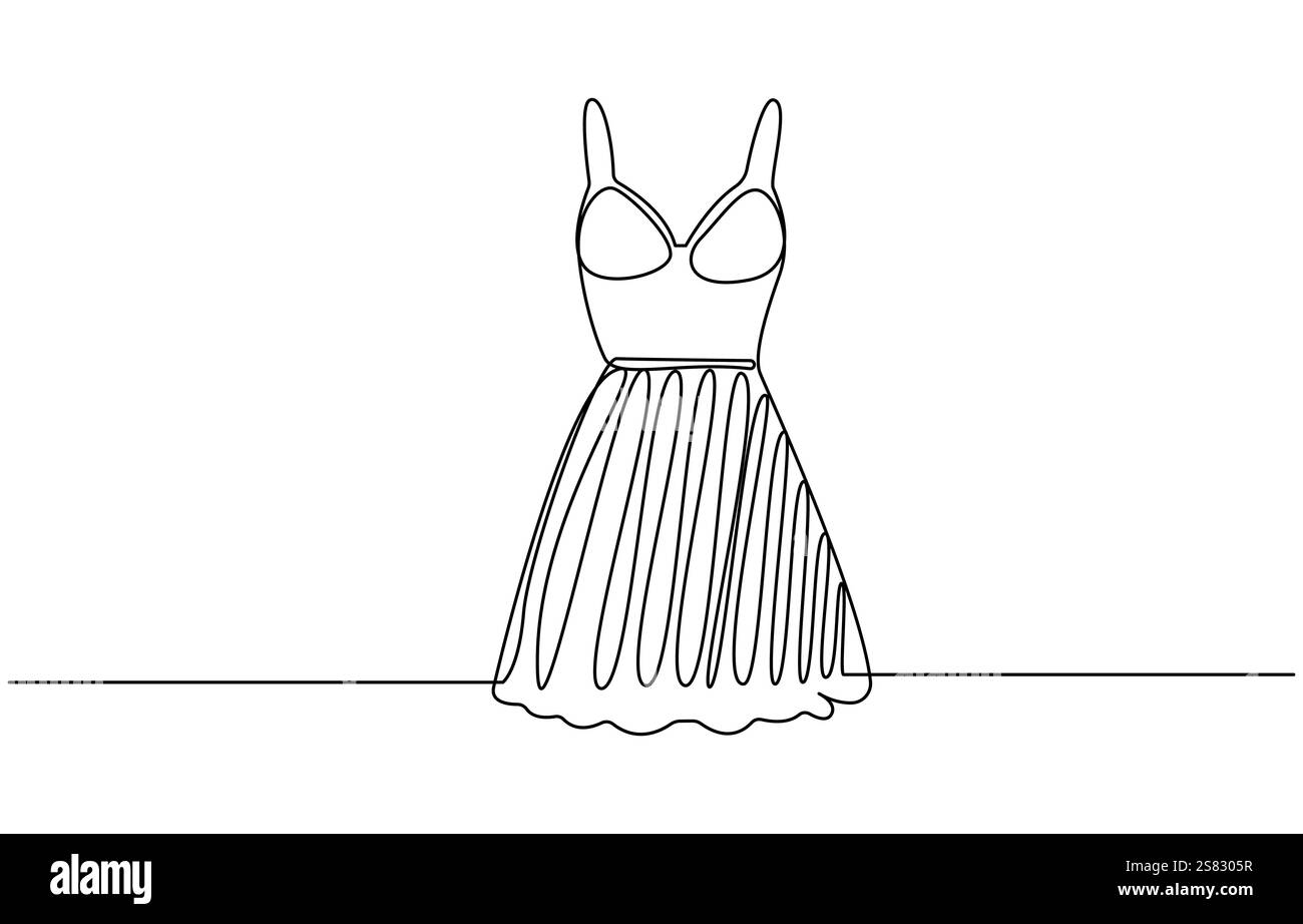 Fashion clothes symbol for bridal shop, Wedding dress in one continuous ...