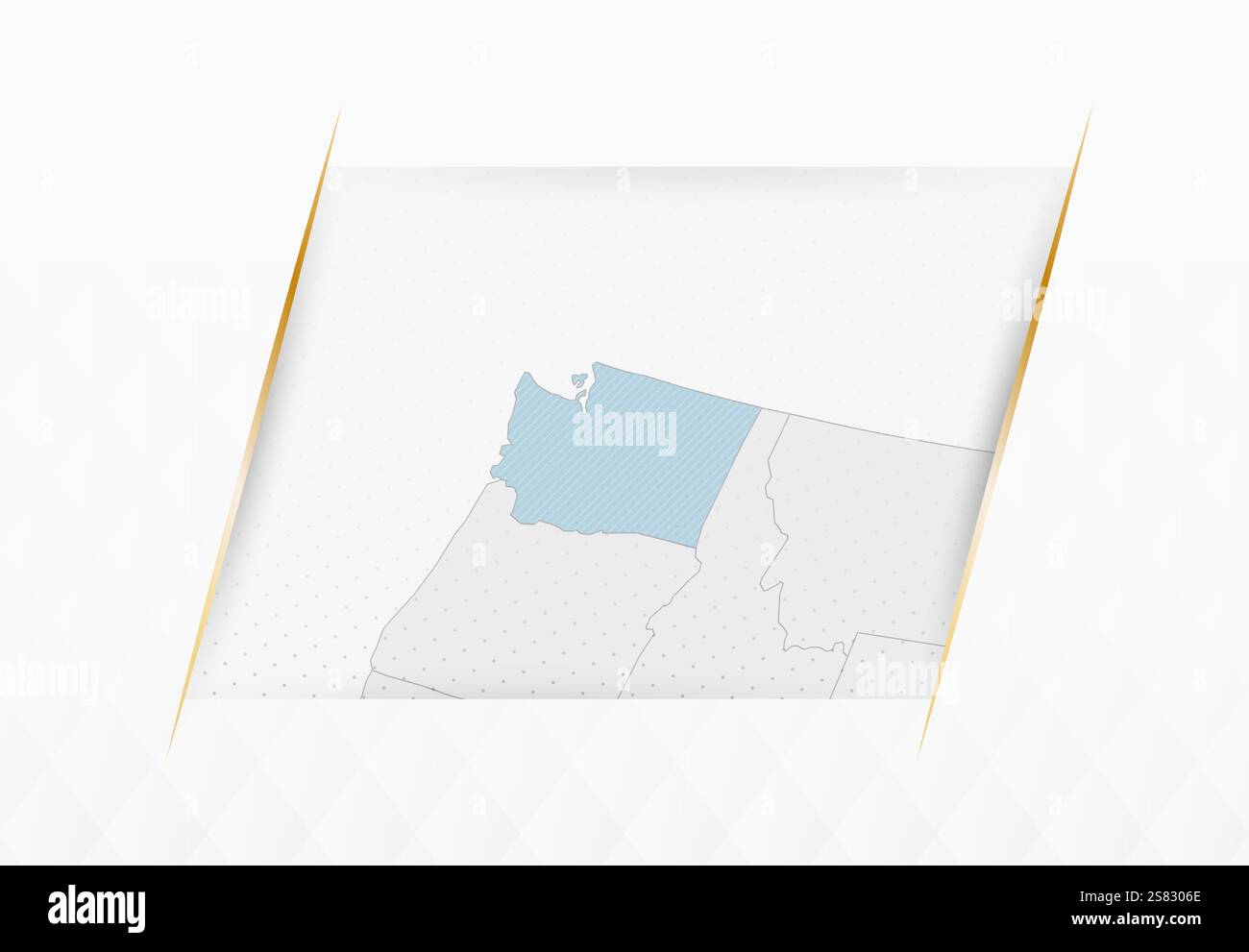 Washington Map in Blue with Gold Framed Accents. Modern Vector Map of ...