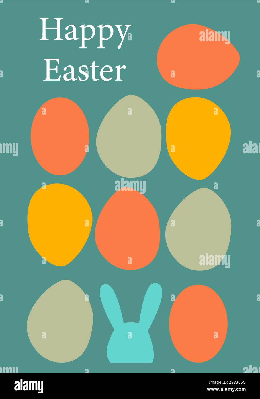 Creative easter poster design with colorful eggs and bunny motif Stock ...