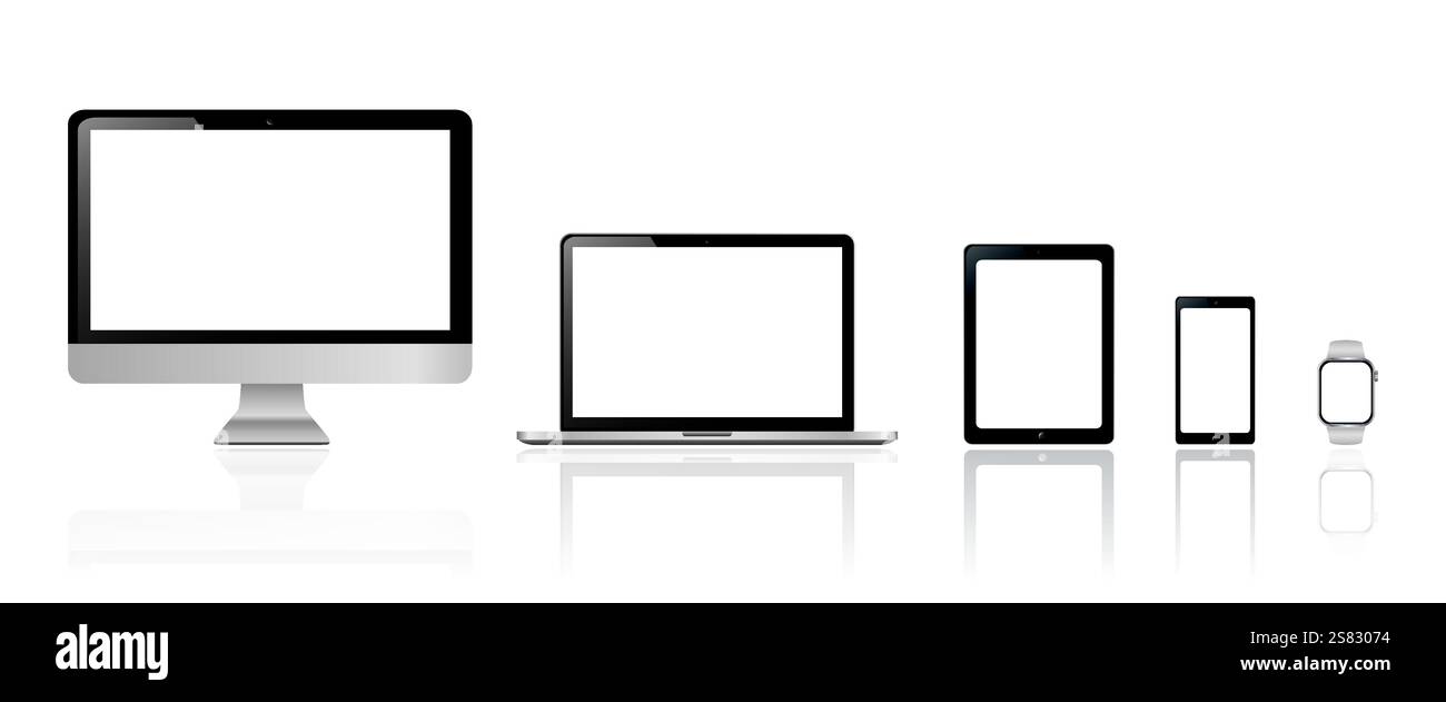 Device screen mockup. Realistic vector design of desktop computer ...