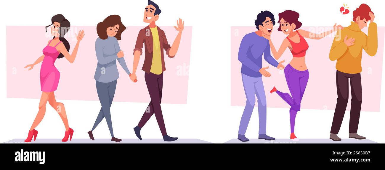 Love conflict. Couple characters in problems relationships exact vector ...