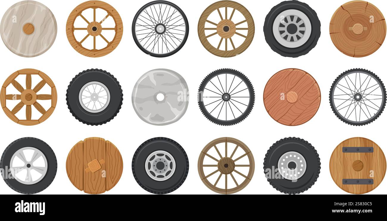 Wheels. Round forms for vehicles recent vector collection of cartoon ...