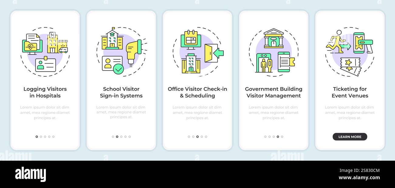Visitor management software onboarding mobile app screen Stock Vector ...