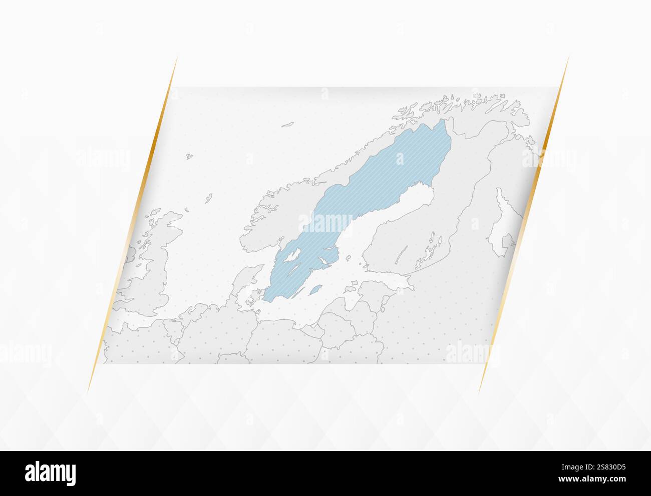 Sweden Map in Blue with Gold Framed Accents. Modern Vector Map of ...
