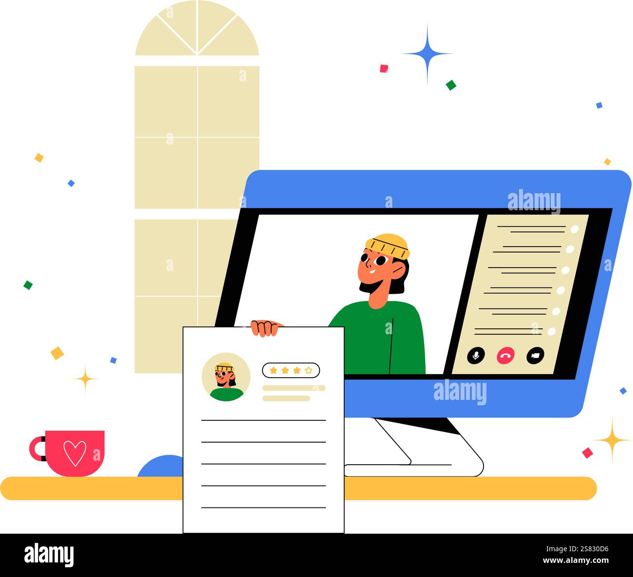 CV Sharing On Computer Screen In Flat Vector Illustration Symbolizing ...