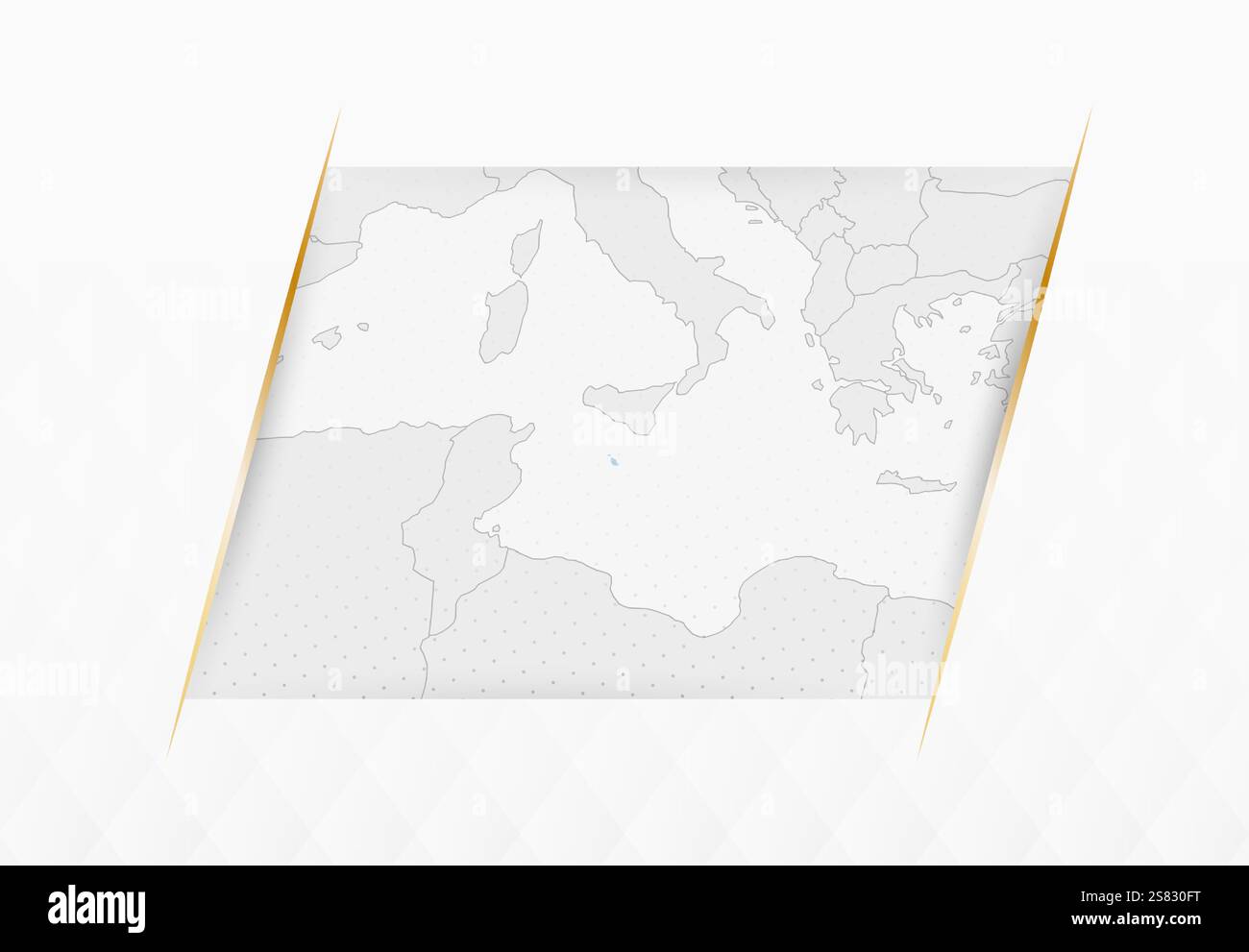 Malta Map in Blue with Gold Framed Accents. Modern Vector Map of Malta ...