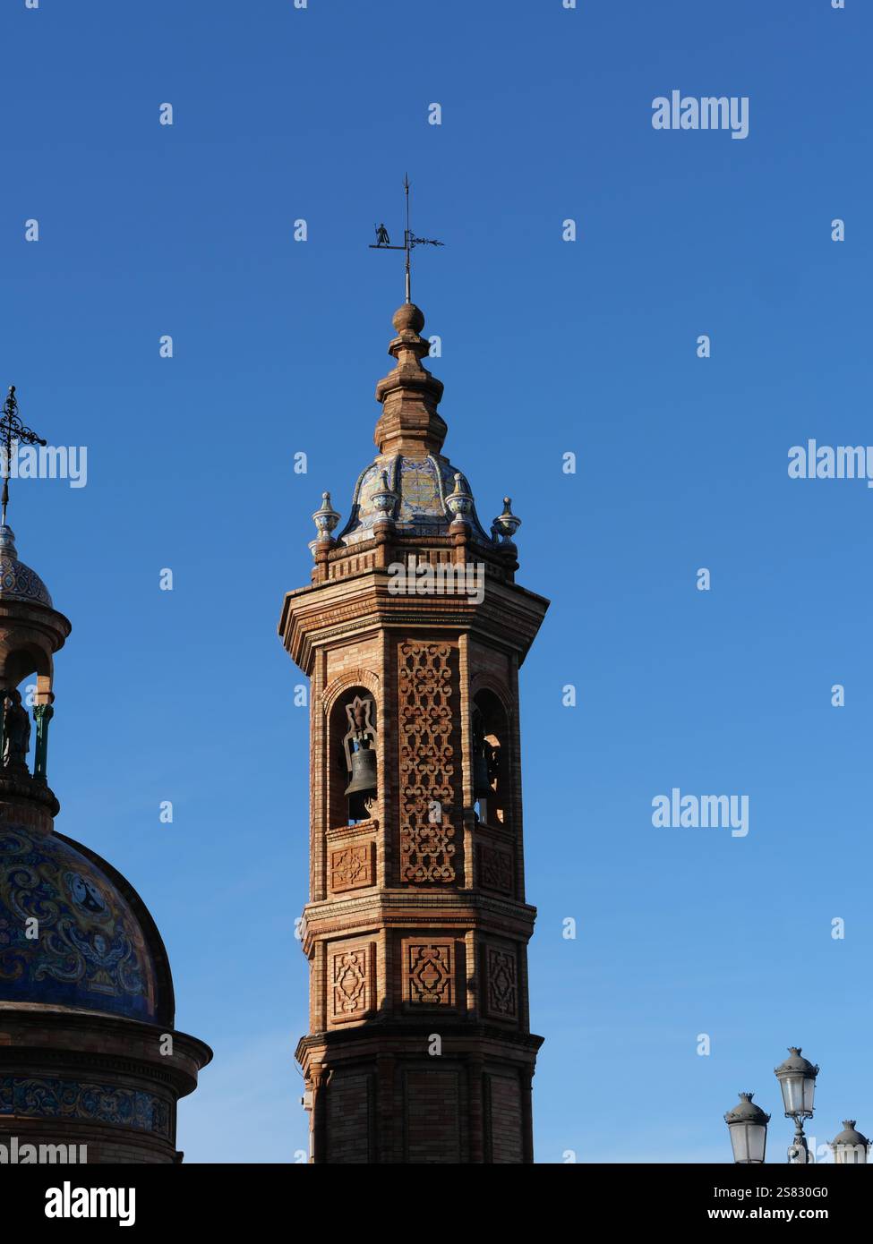 Tower on the Puente de Isabel II a historic iron bridge connects the ...
