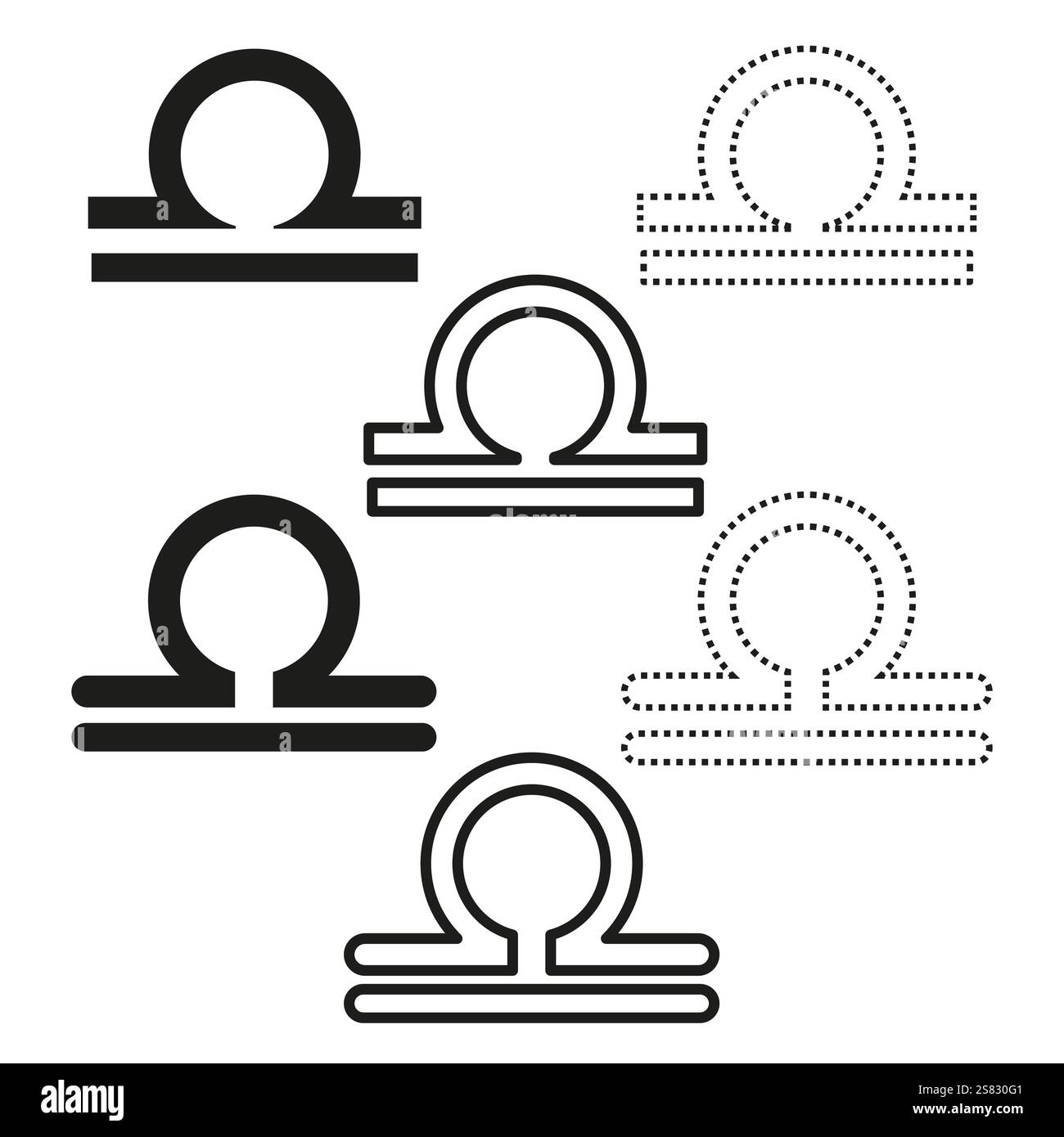 Libra zodiac symbol. Minimalist icon set. Modern abstract design. Black ...