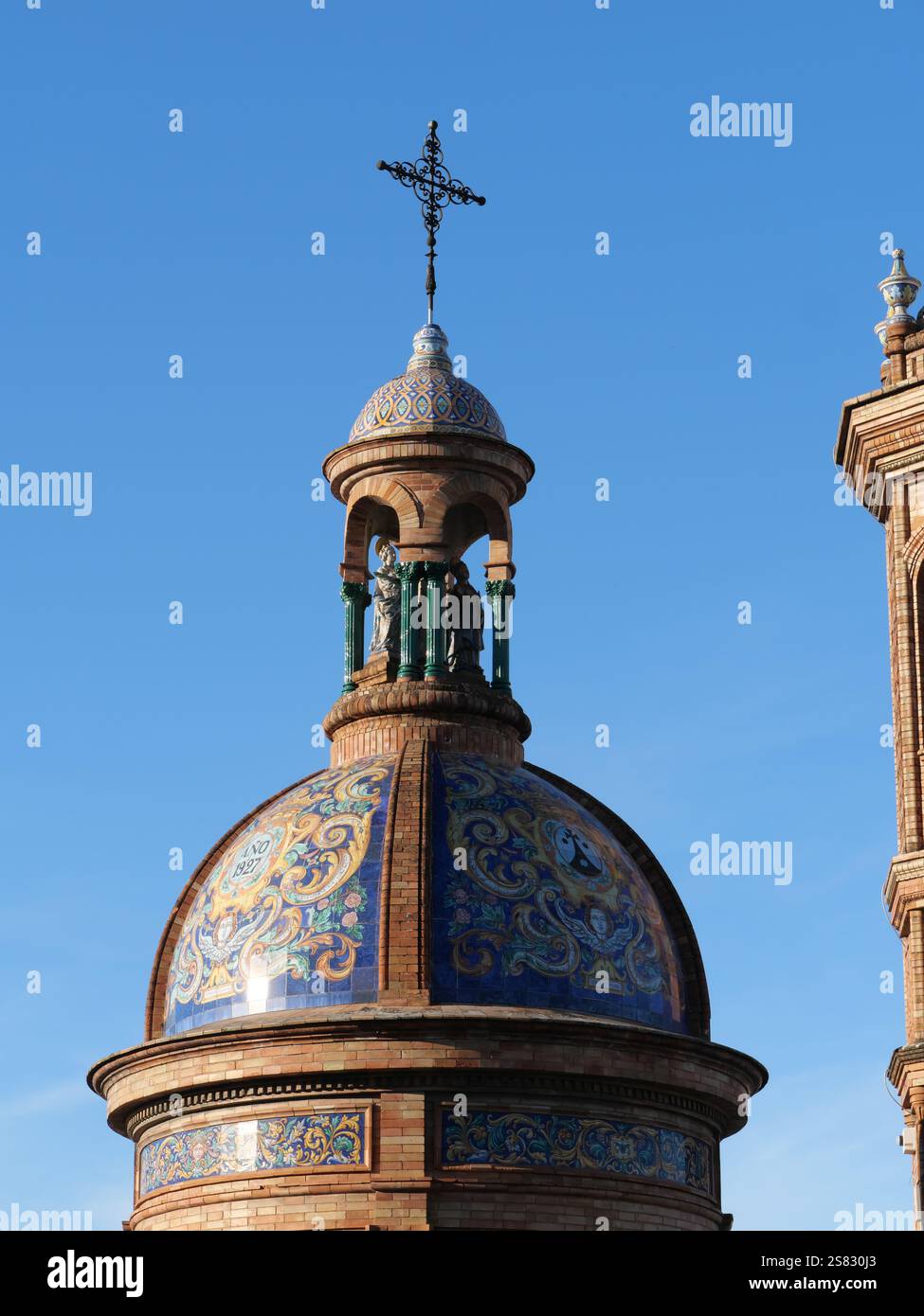 Tower on the Puente de Isabel II a historic iron bridge connects the ...