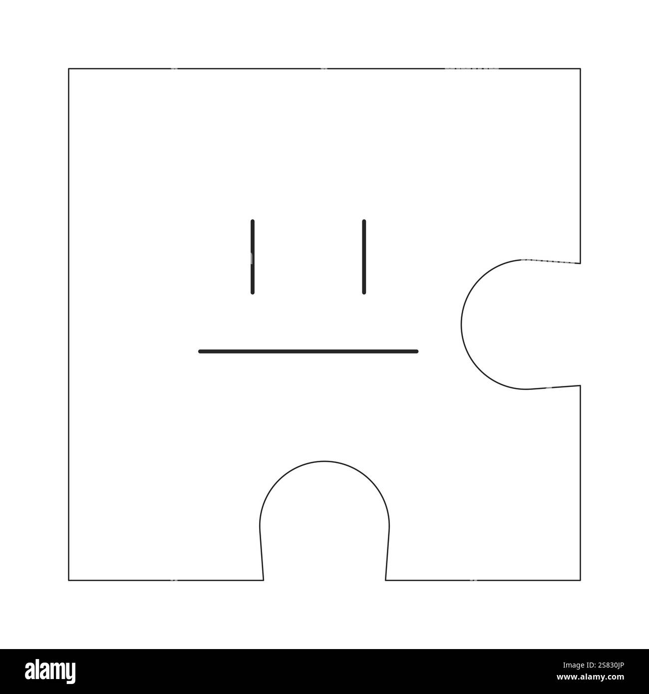 Puzzle piece with neutral face black and white 2D line object Stock ...