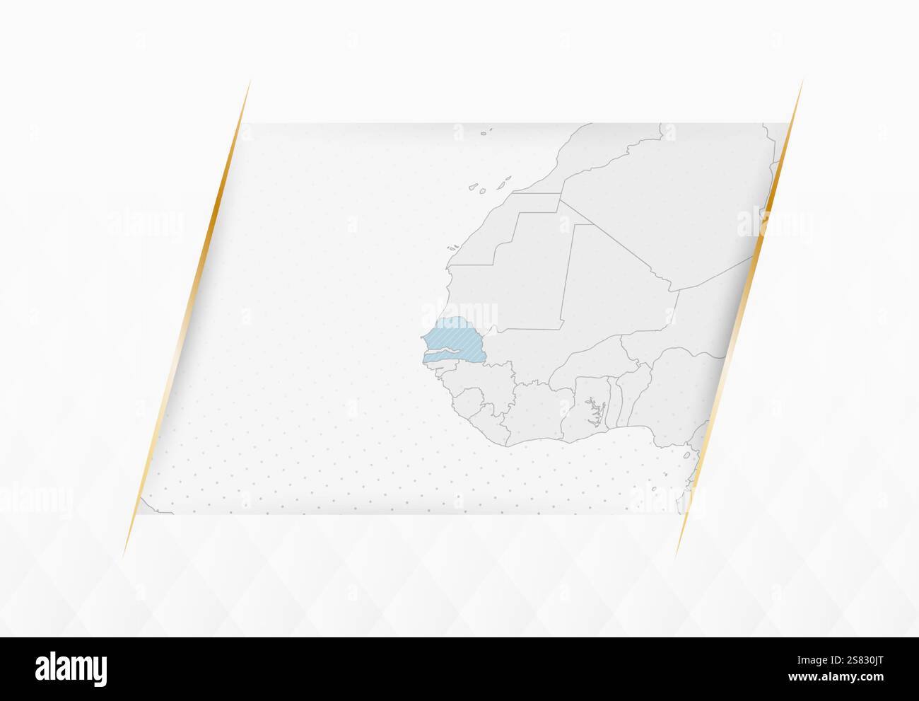 Senegal Map in Blue with Gold Framed Accents. Modern Vector Map of ...