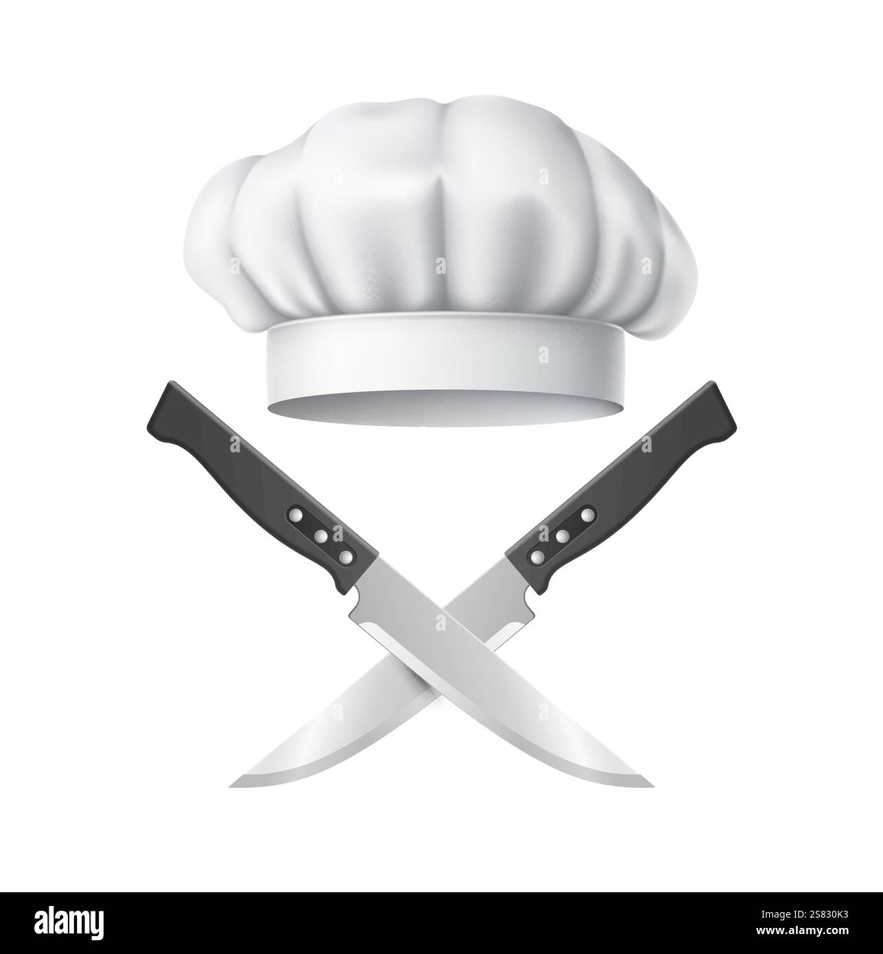 Chef hat with crossed knives. Restaurant or cafe symbol. Professional ...