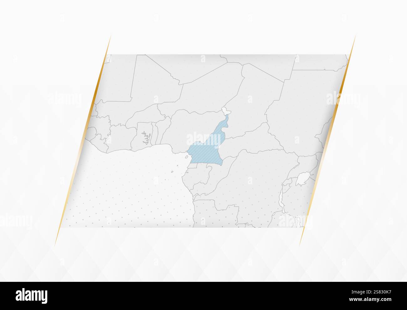 Cameroon Map in Blue with Gold Framed Accents. Modern Vector Map of ...