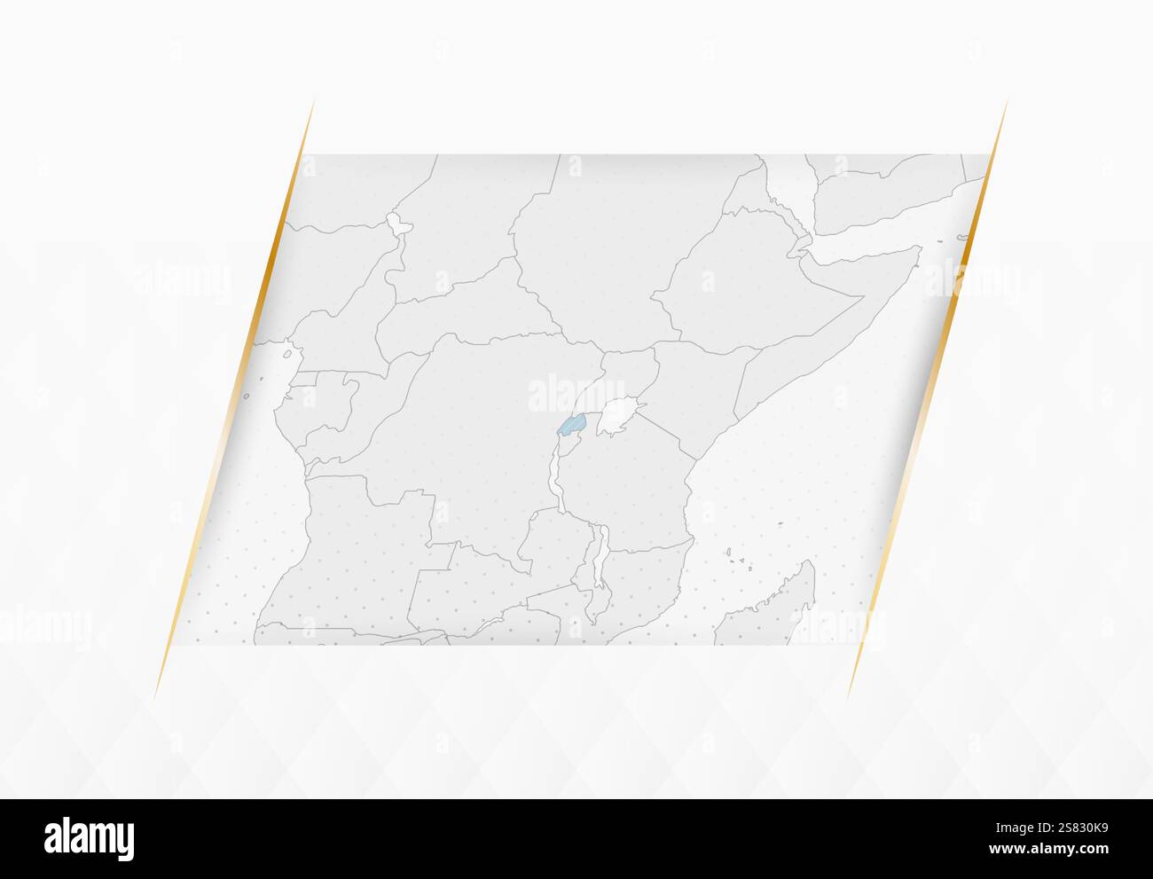 Rwanda Map in Blue with Gold Framed Accents. Modern Vector Map of ...