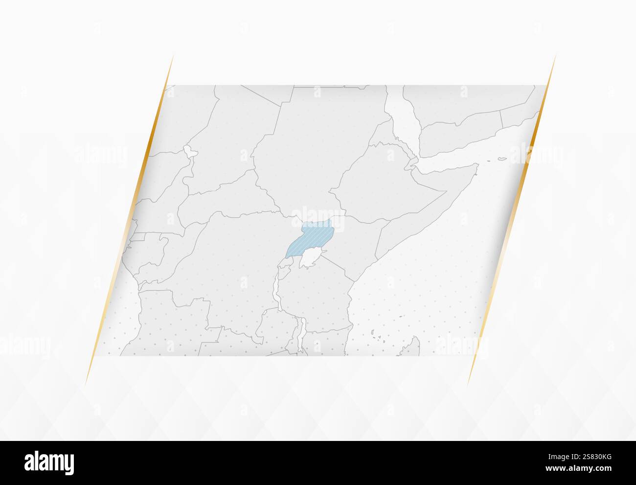 Uganda Map in Blue with Gold Framed Accents. Modern Vector Map of ...