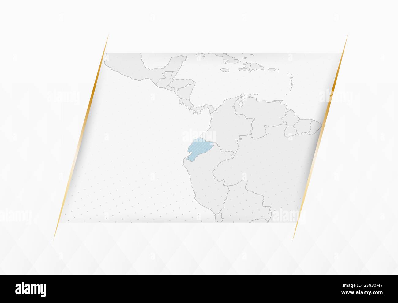Ecuador Map in Blue with Gold Framed Accents. Modern Vector Map of ...