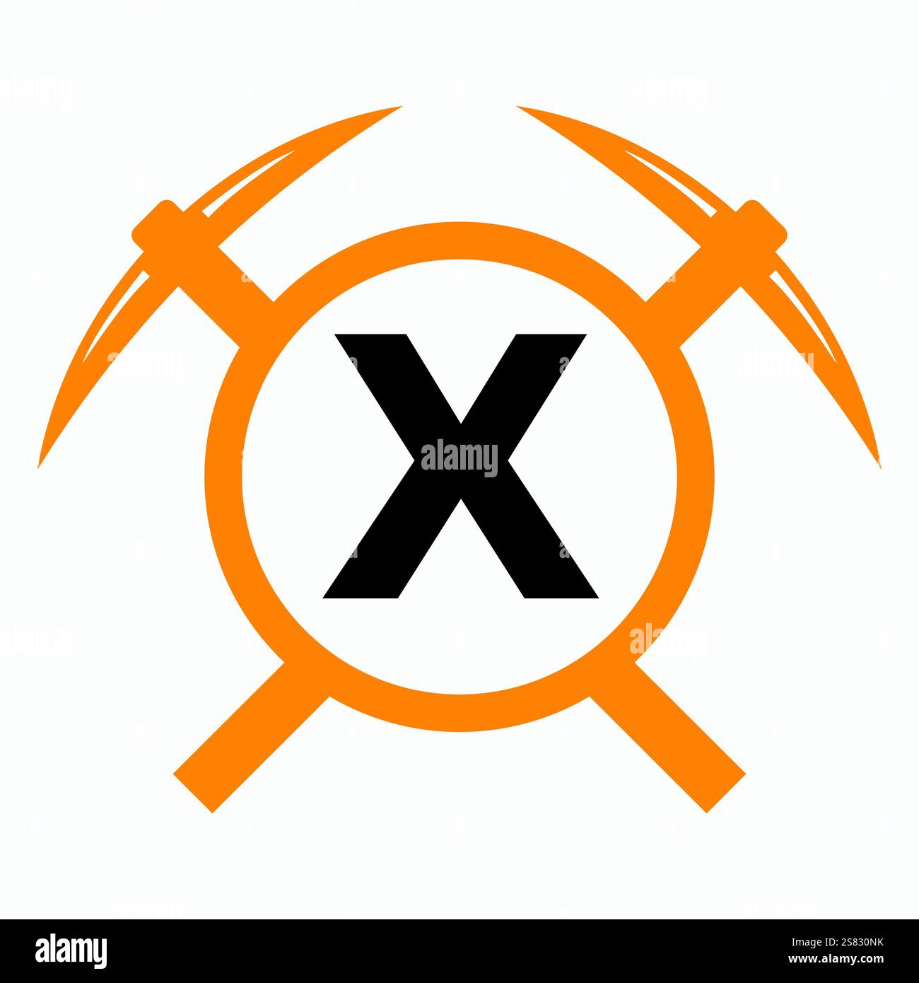 Initial Letter X Mining Logo Combine With Pickaxe Symbol Vector ...