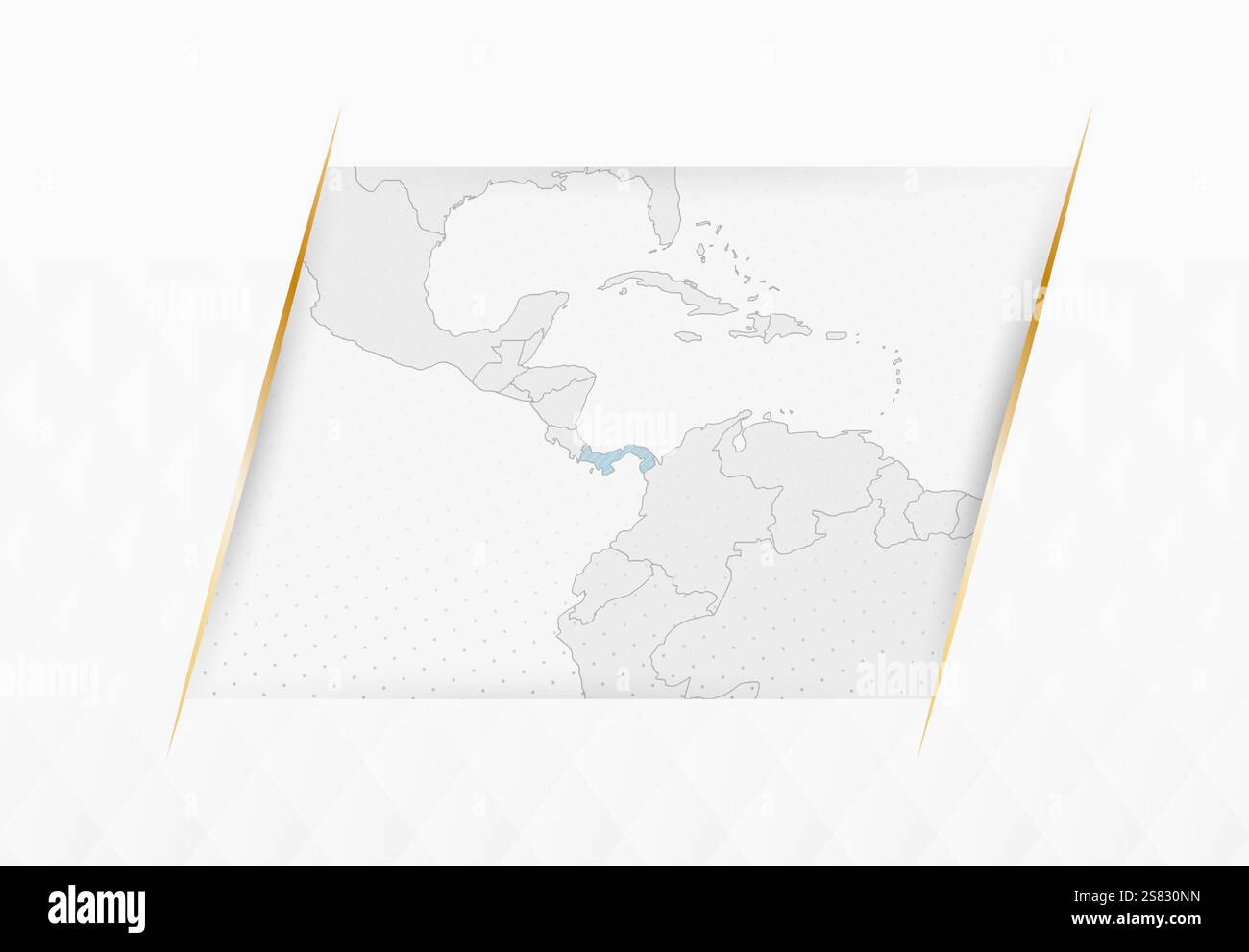 Panama Map in Blue with Gold Framed Accents. Modern Vector Map of ...
