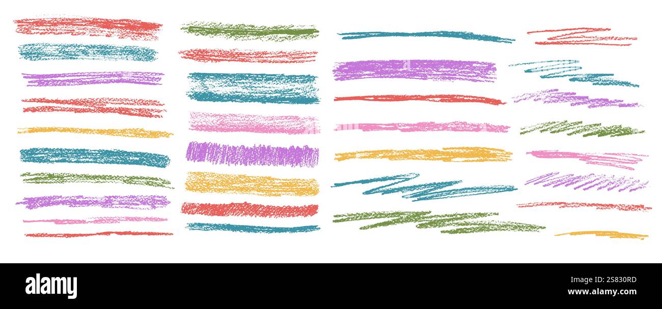 Crayon underline set. Pencil scribble lines pack. Vector hand drawn ...
