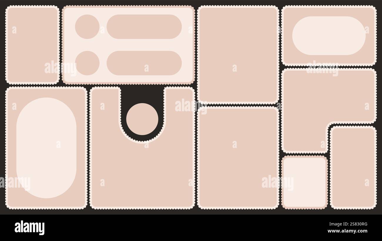 Scallop edged frame template. Bento collage grid shapes. Geometry ...