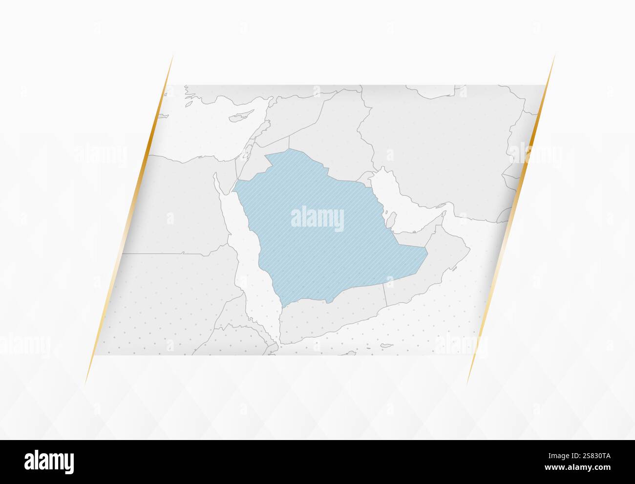 Saudi Arabia Map in Blue with Gold Framed Accents. Modern Vector Map of ...