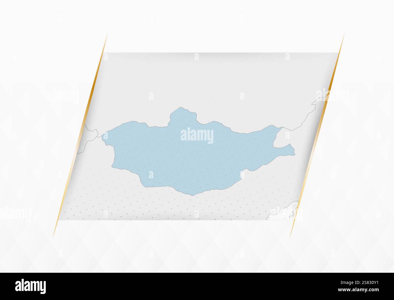 Mongolia Map in Blue with Gold Framed Accents. Modern Vector Map of ...